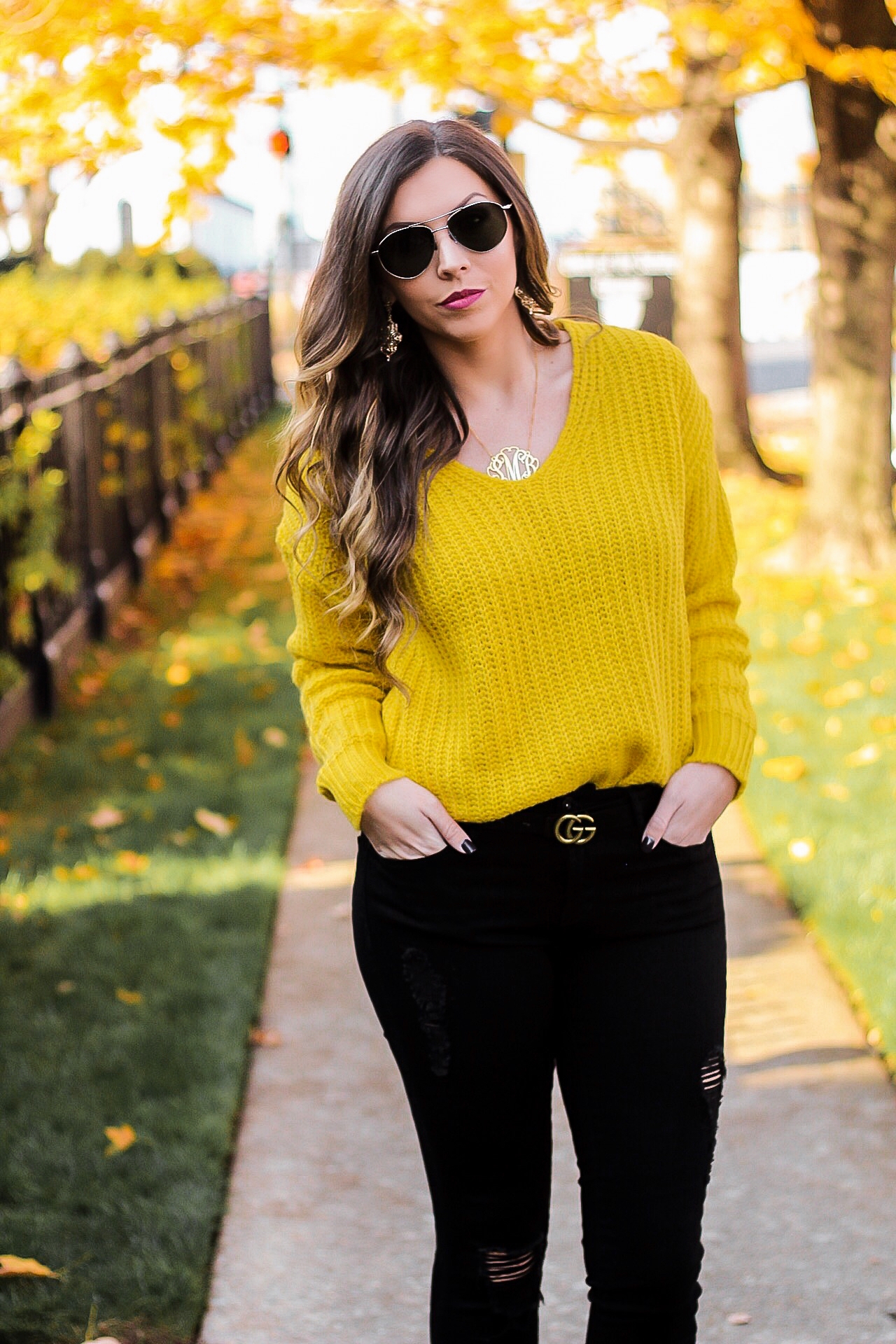 Yellow Ribbed V-Neck Sweater + Tips for Shopping SHEIN - VFB